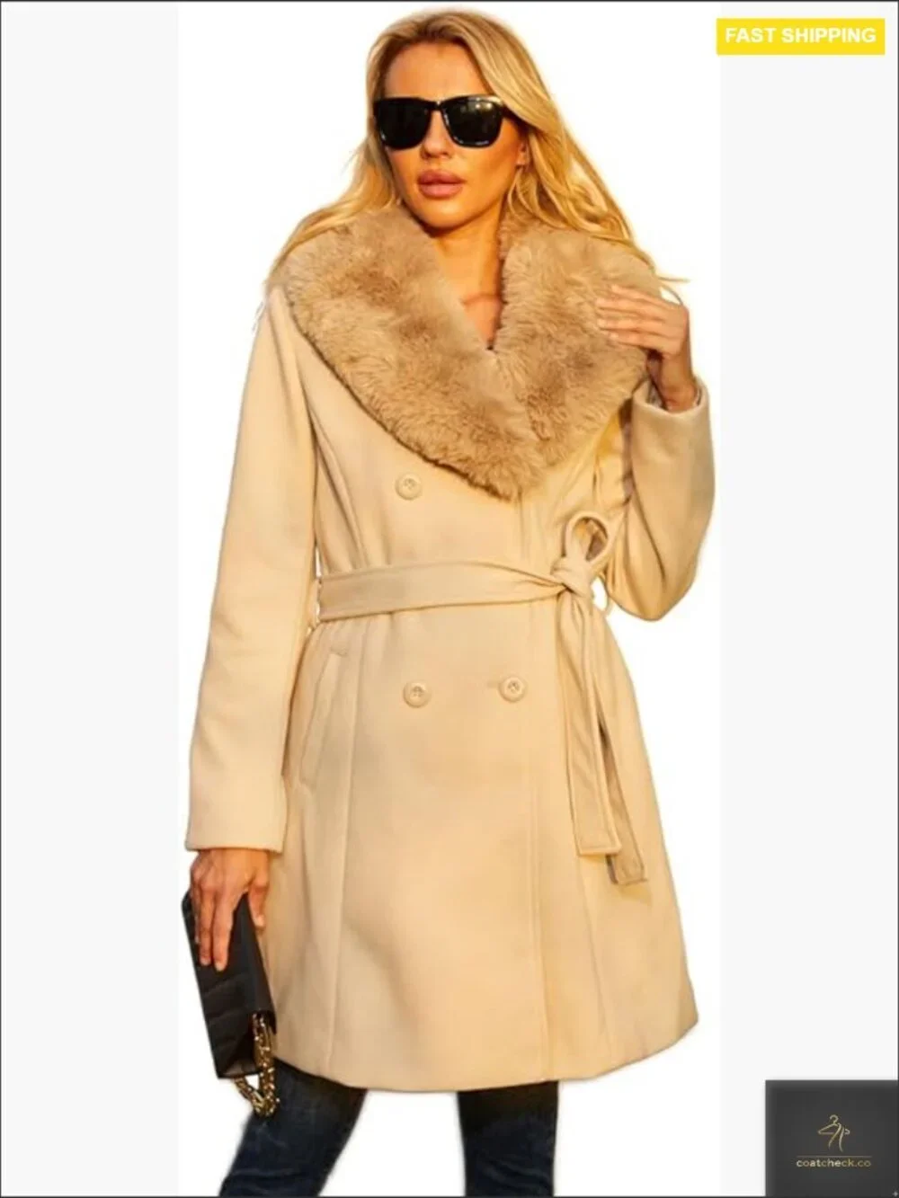 Jackets & Coats | Faux Leather Pea Coat Elegant Double Breasted Winter ...